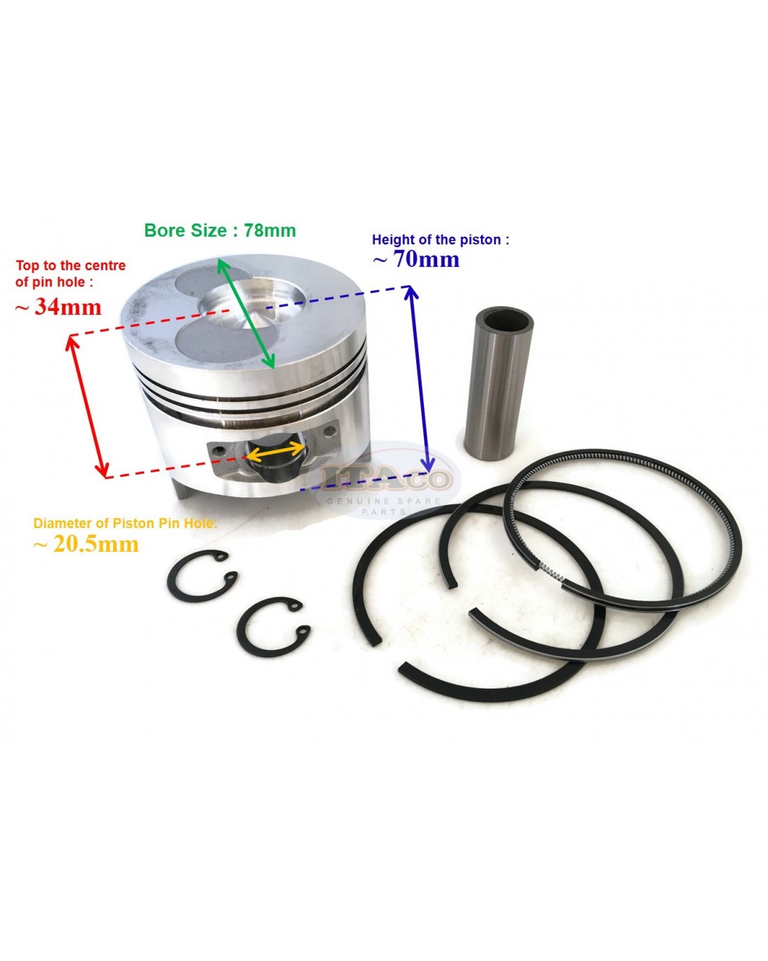 Diesel Yanmar Kubota Chinese Piston Chinese 178F 78MM