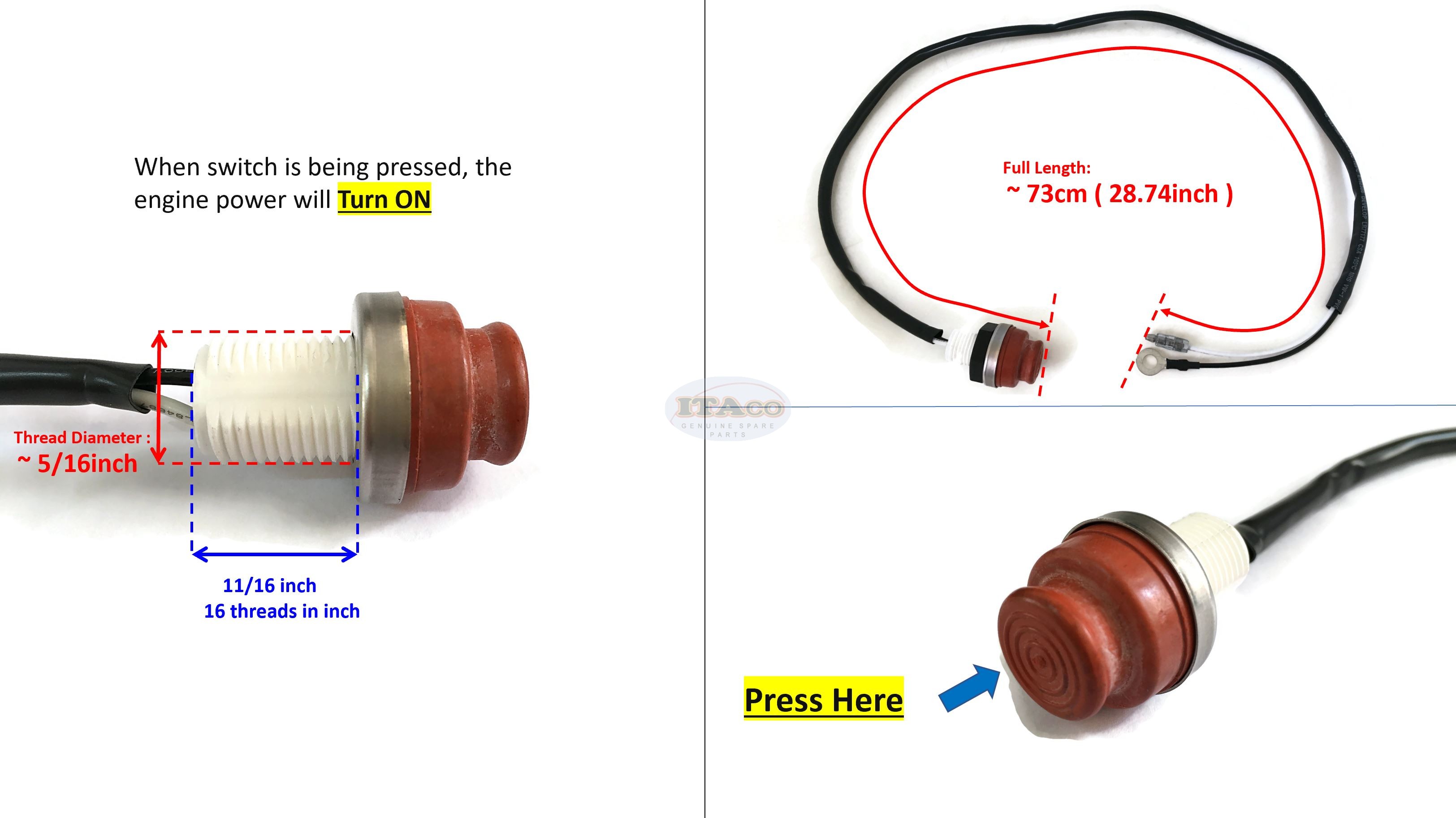 Boat Stop Switch 6G1 6M8 6G9-82550 6A0-82550 - Yamaha Outboard 6C 8C 2 ...